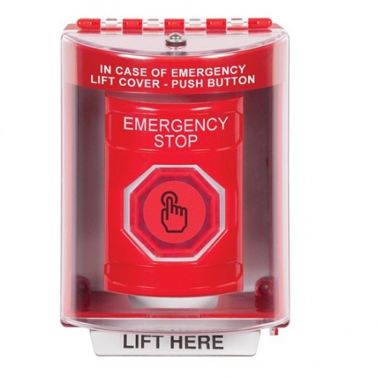 SS2077ES-EN STI Red Indoor/Outdoor Surface Weather Resistant Momentary ...